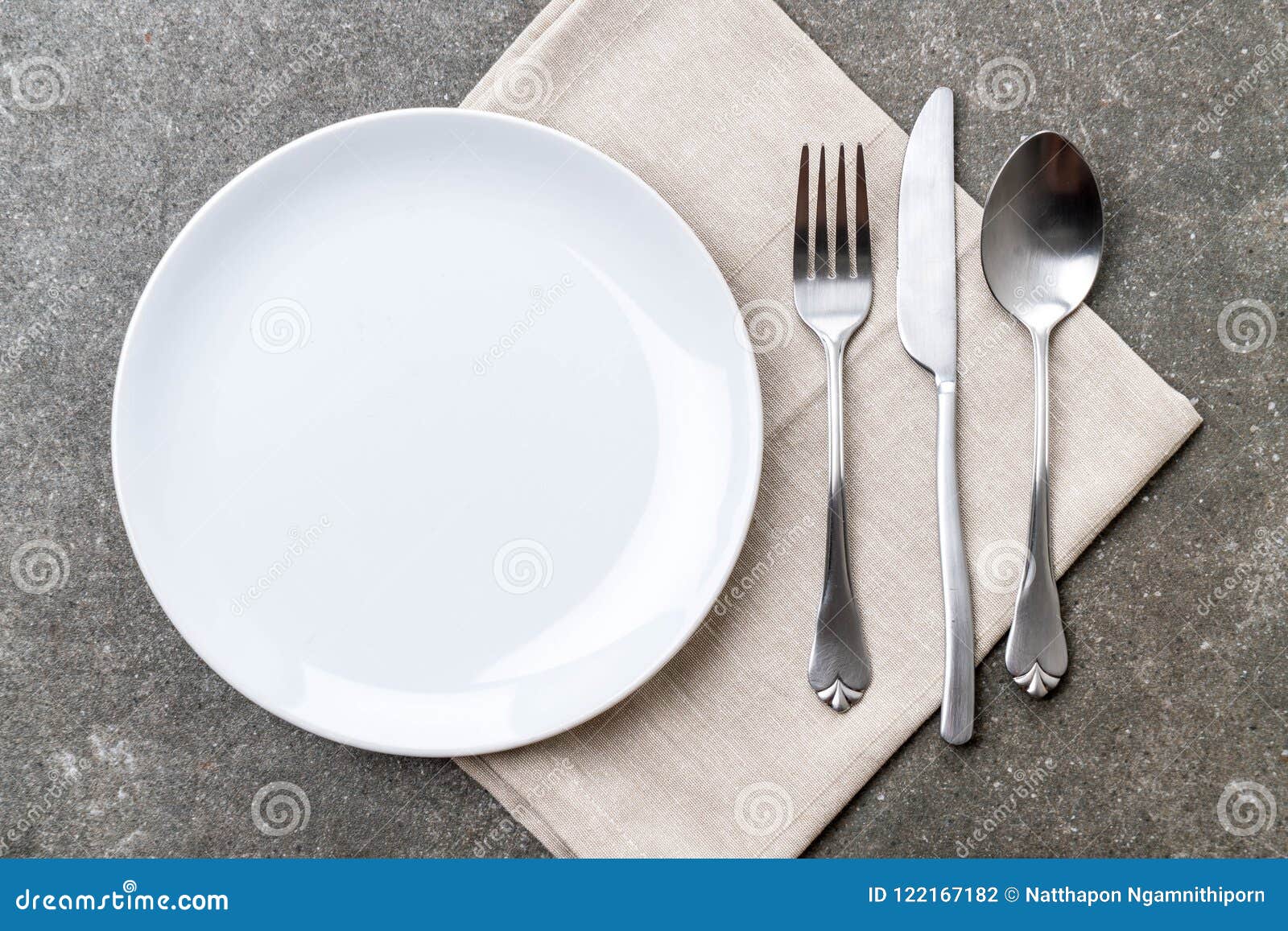 Empty Plate Spoon Fork and Knife Stock Photo - Image of cutlery ...