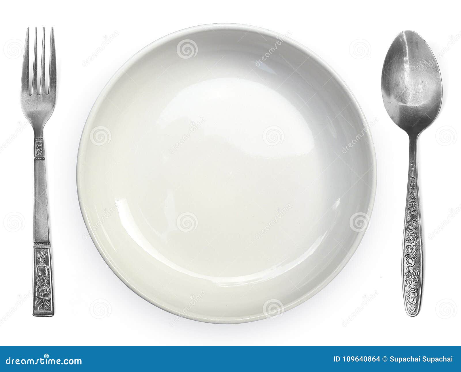 Empty Plate with Spoon and Fork on a White Background Stock Photo ... Empty Plate with Spoon and Fork on a White Background Stock Photo ...