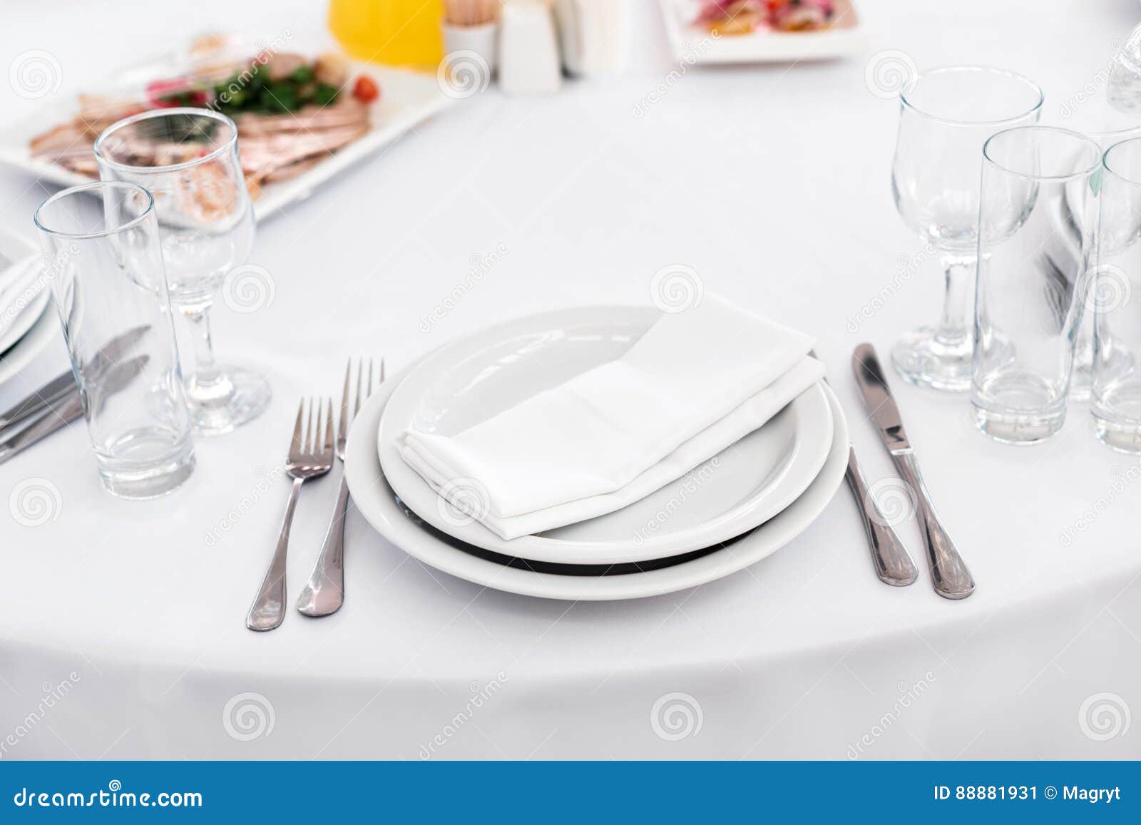 Empty Plate on the Table, Cutlery Set. Table Appointments Stock Image ...