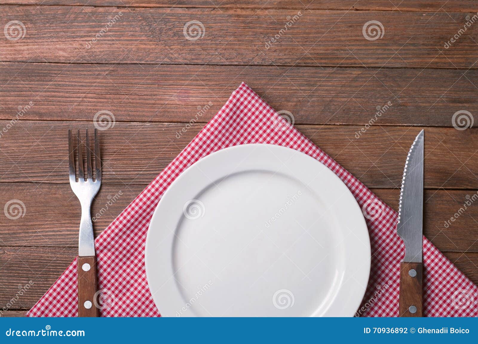 Empty plate stock photo. Image of rustic, table, plank - 70936892