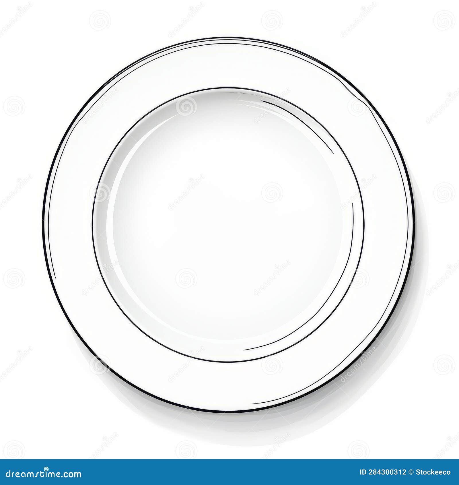 Empty Plate Vector Illustration with High-contrast Shading Stock ...