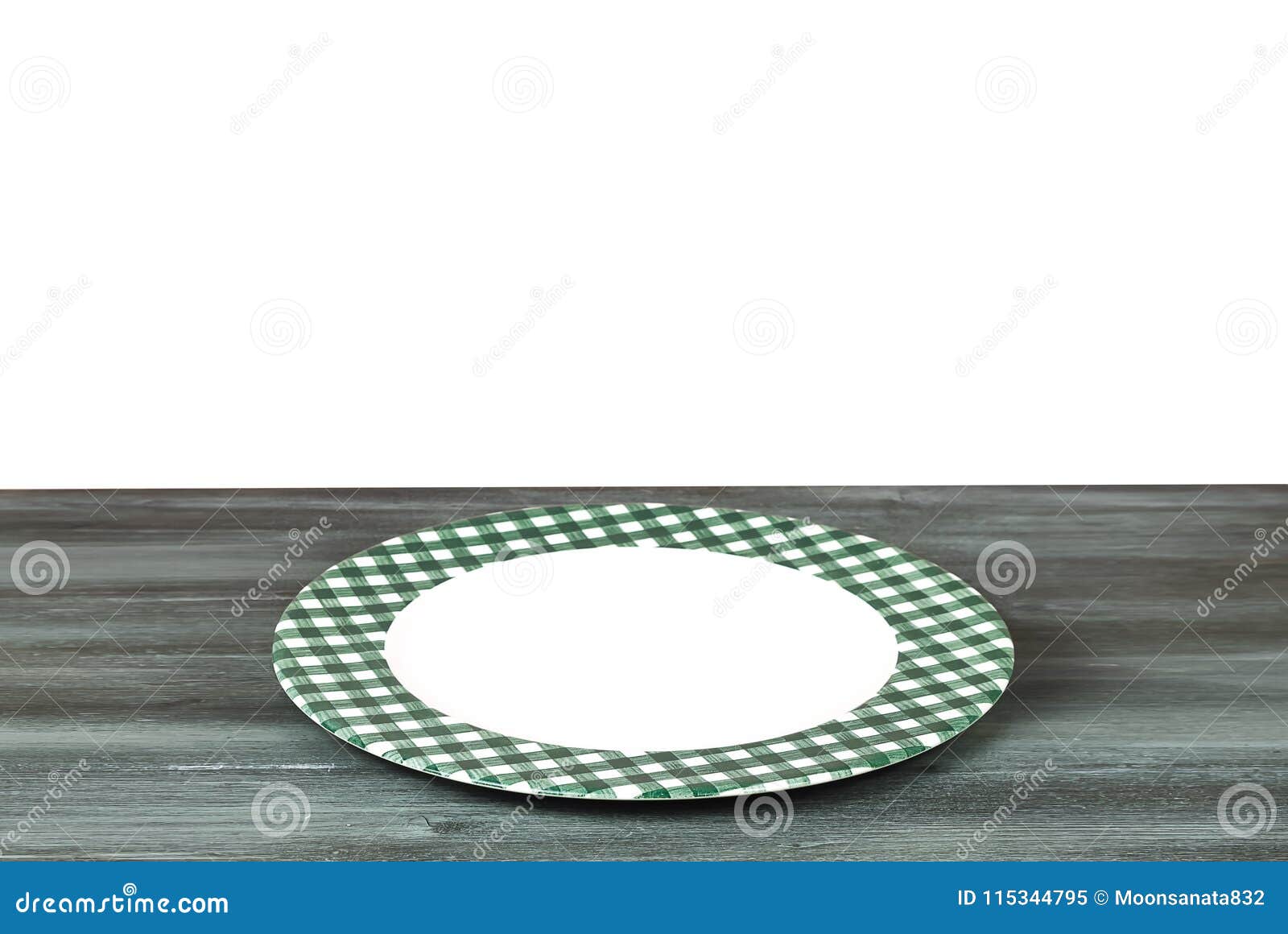 Empty Plate on Wooden Table - Front View Stock Image - Image of ...