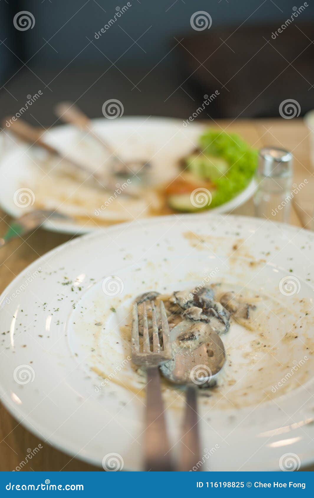 Almost Empty Plates Left on the Table Stock Image - Image of bowl ...
