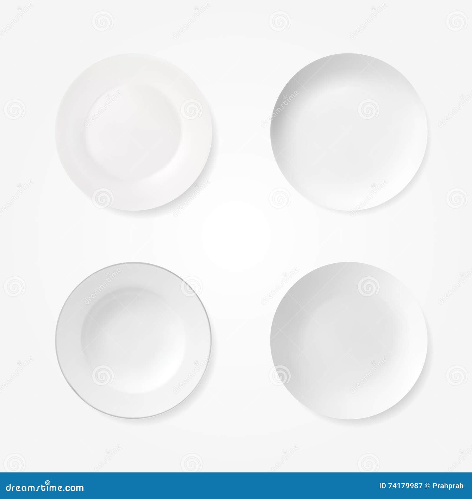 Empty Plates Set Isolated on White Background Stock Vector ...