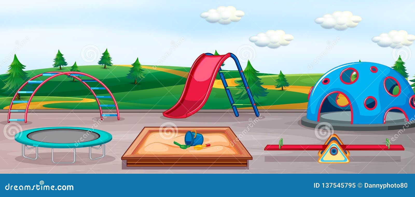Empty Playground and Fun Equipment Stock Vector - Illustration of ...