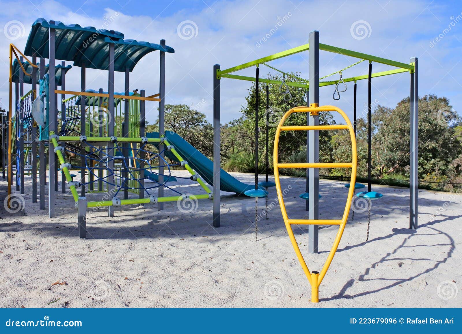 Empty Playground in Outdoor Park Stock Photo - Image of metal ...