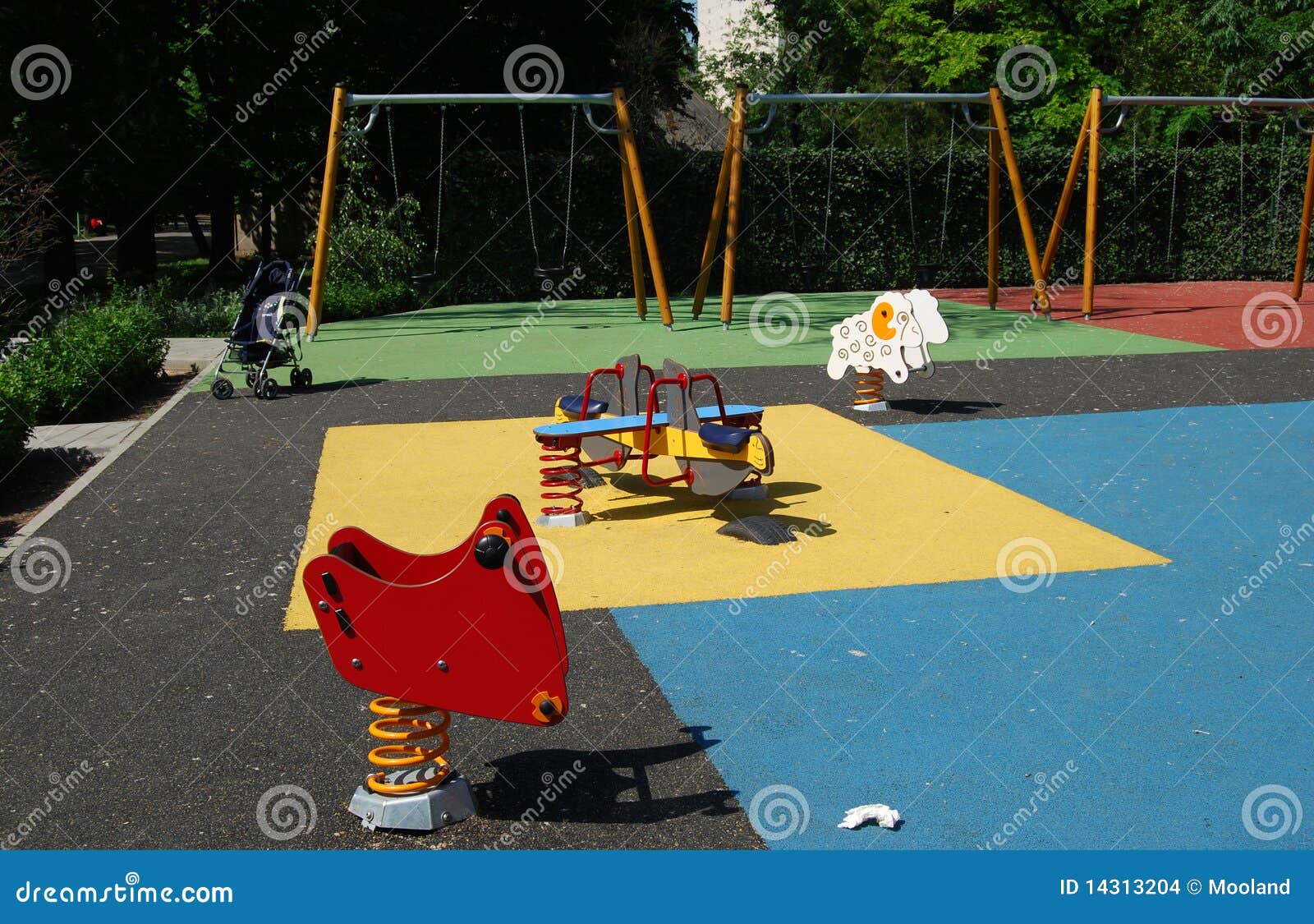 Empty playground in a park stock photo. Image of attraction - 14313204