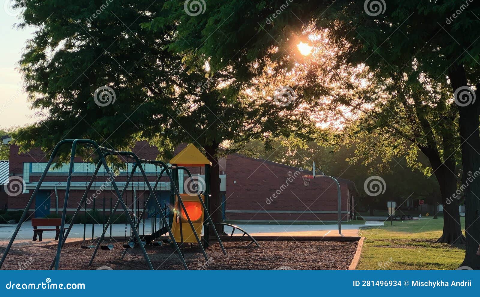 Empty Playground at Sunset, Background Loop. Close Up Shot Stock ...