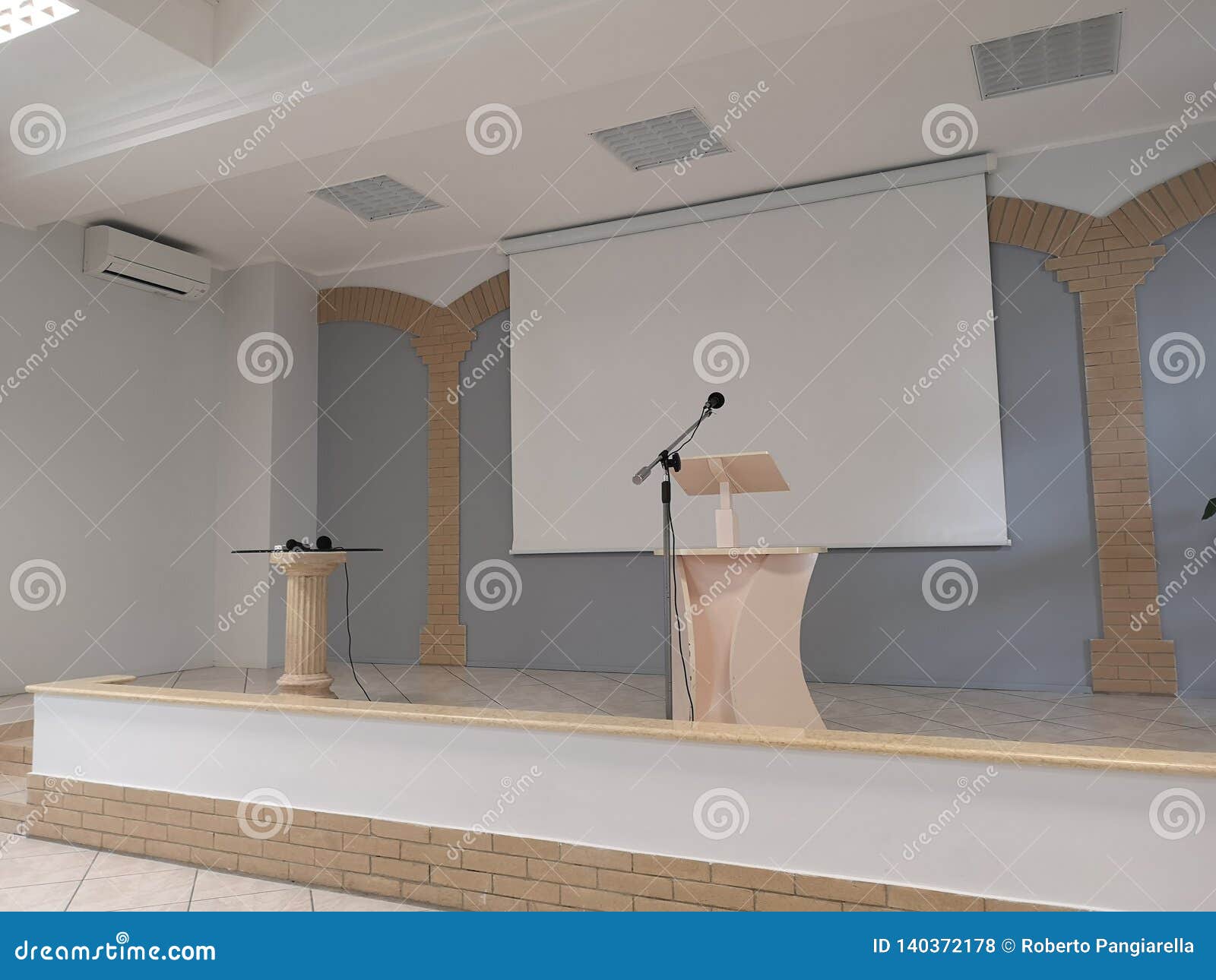 Empty Podium Convention Hall Stock Photo - Image of business, hall ...