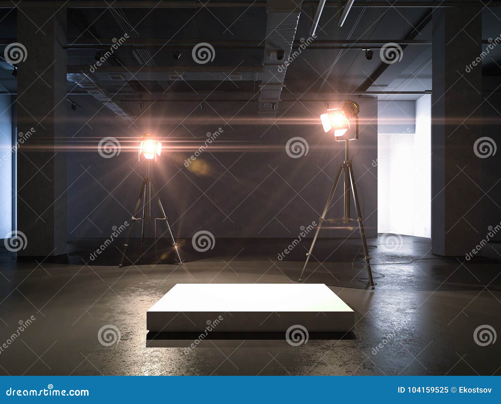 Empty Podium and Two Spotlights. 3d Rendering Stock Illustration ...