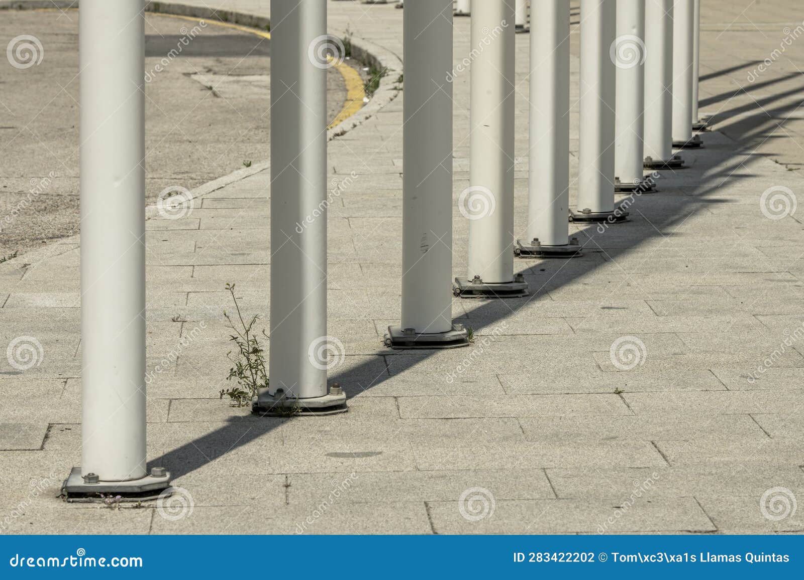Empty poles to hold flags stock photo. Image of mockup - 283422202