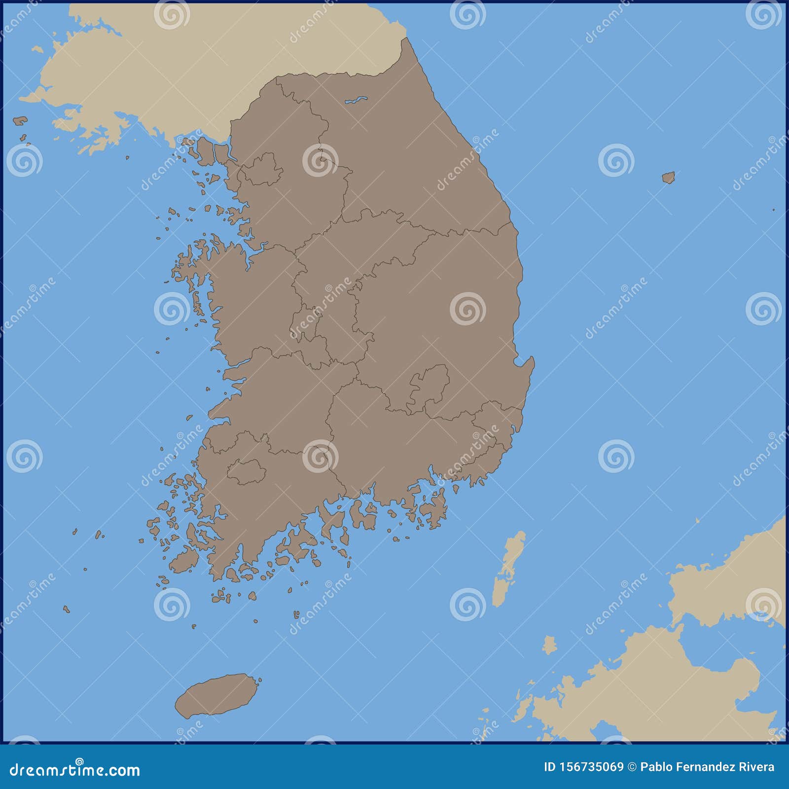 Empty Political Map of South Korea Stock Vector - Illustration of ...