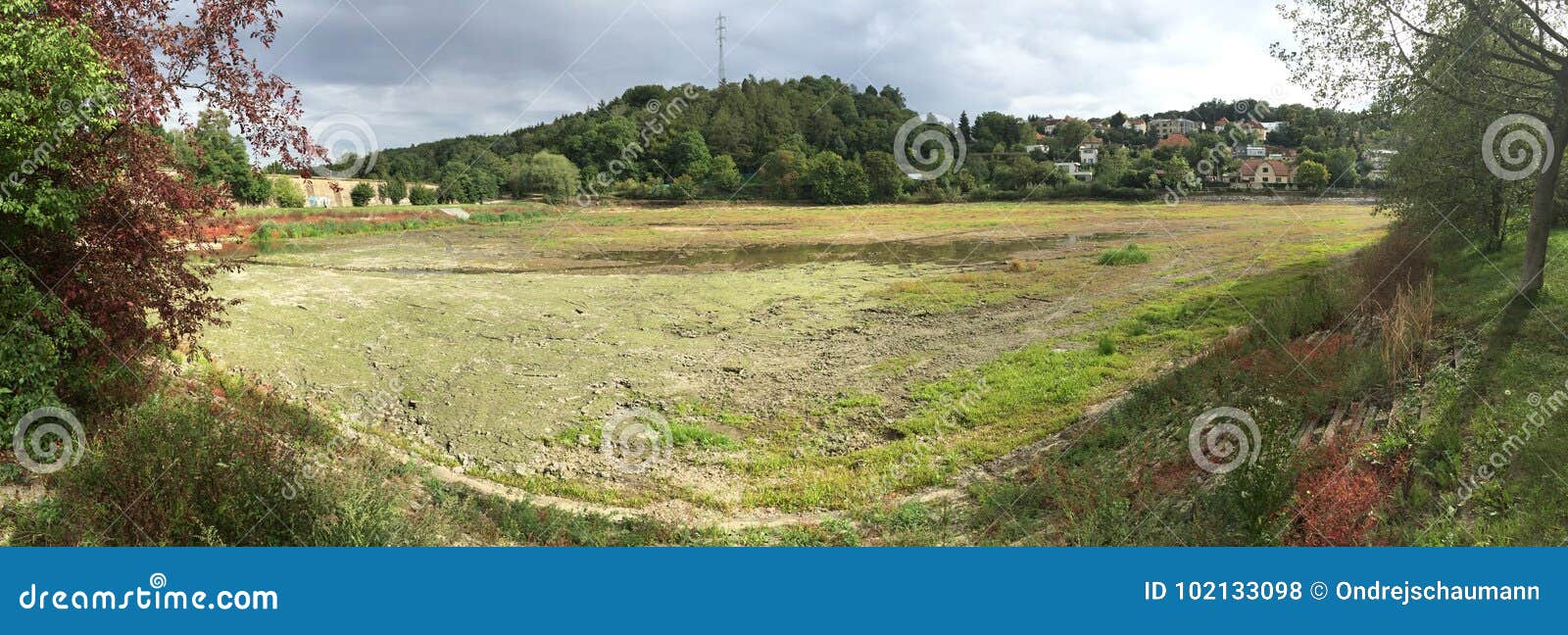Empty Pond Panorama Under the Hill Stock Photo - Image of prague ...