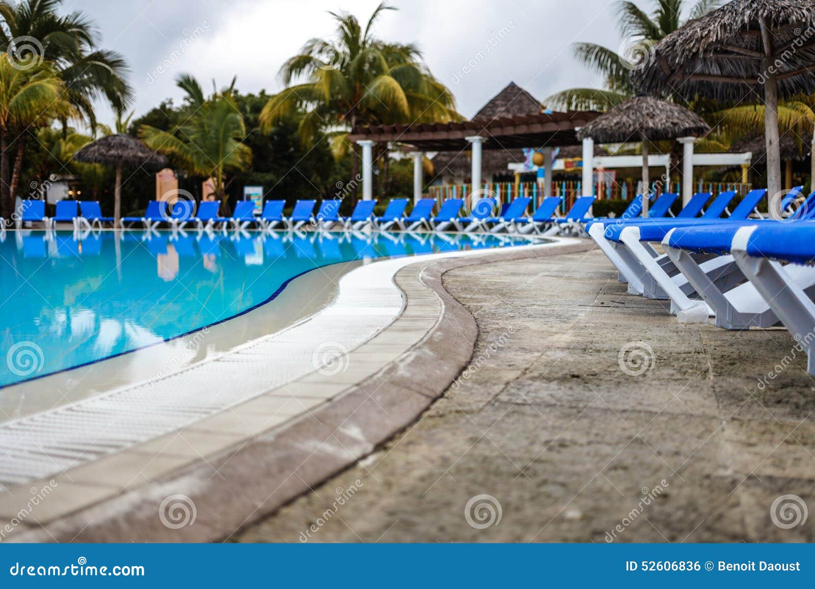 Empty Pool in resort stock photo. Image of morning, palm - 52606836