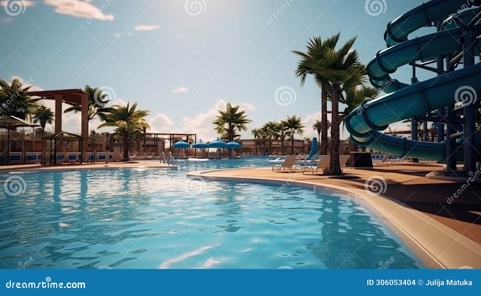 Empty Pools with Water Attractions before Opening Stock Illustration ...