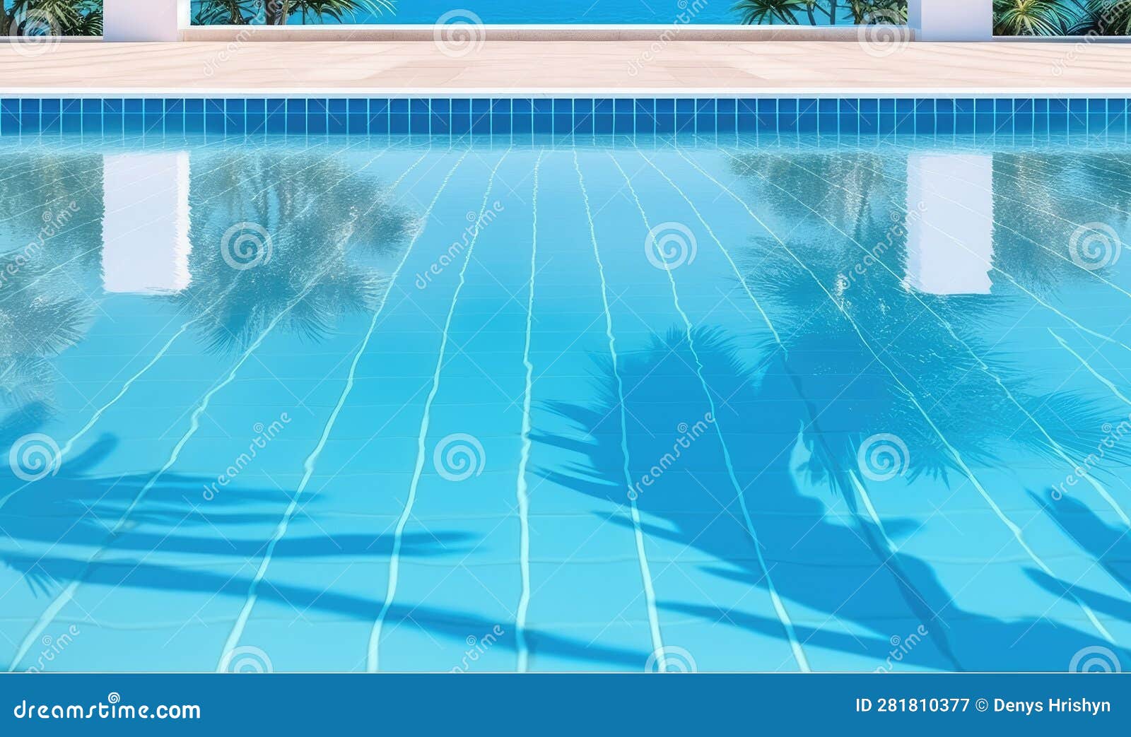 The Empty Poolside Surface Was a Serene Sight during Summer Travel Creating Using Generative AI ...