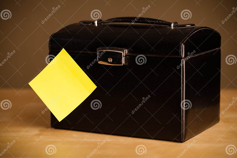 Empty Post-it Note Sticked on Jewelry Box Stock Image - Image of empty ...