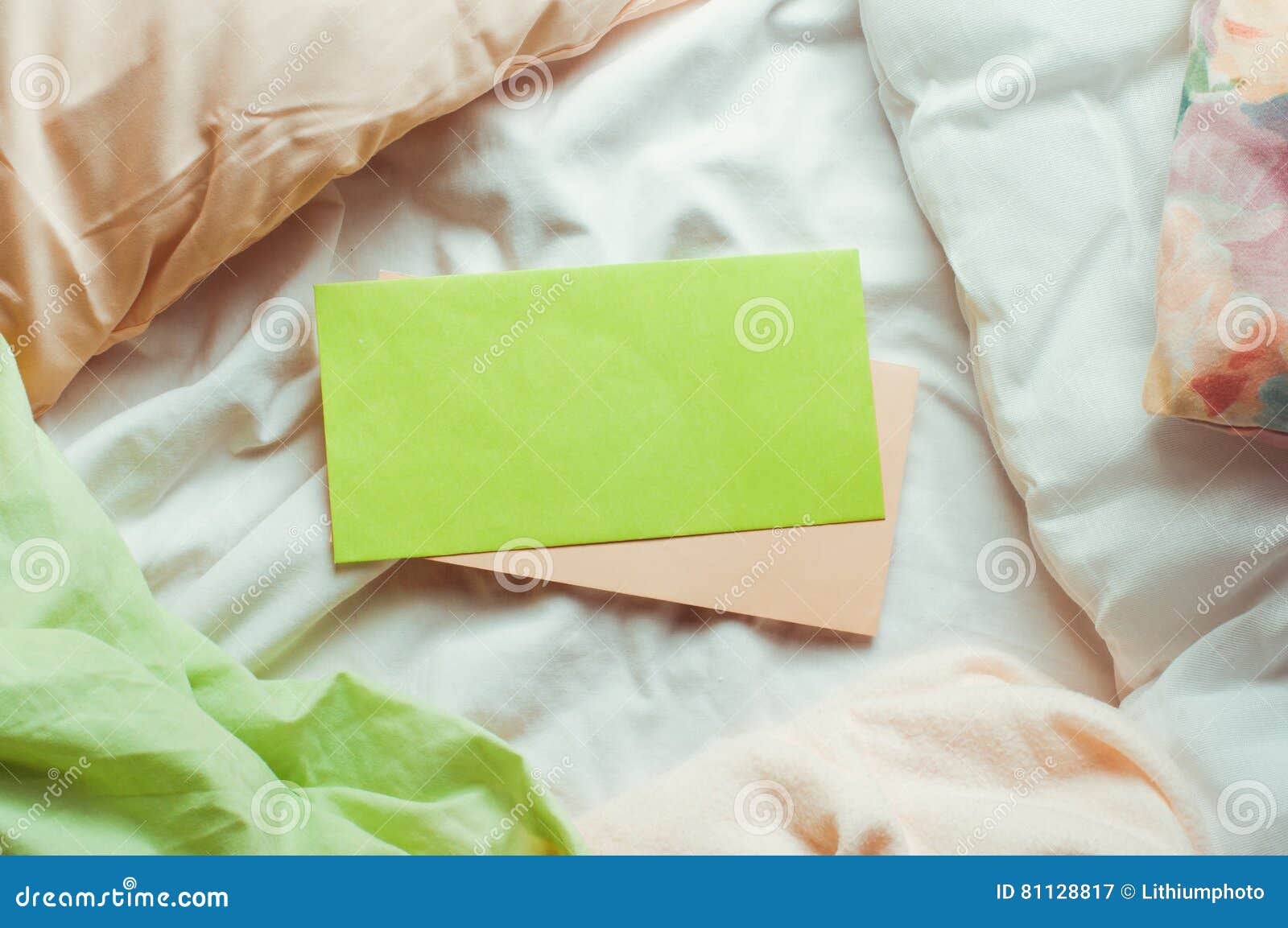 Empty Postal Envelopes on a Bed Stock Image - Image of copyspace ...