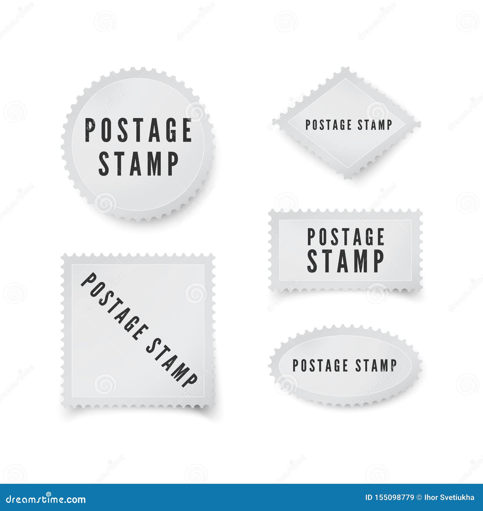 Template Of Postage Stamp With Frame Simple Perforation. Vector ...