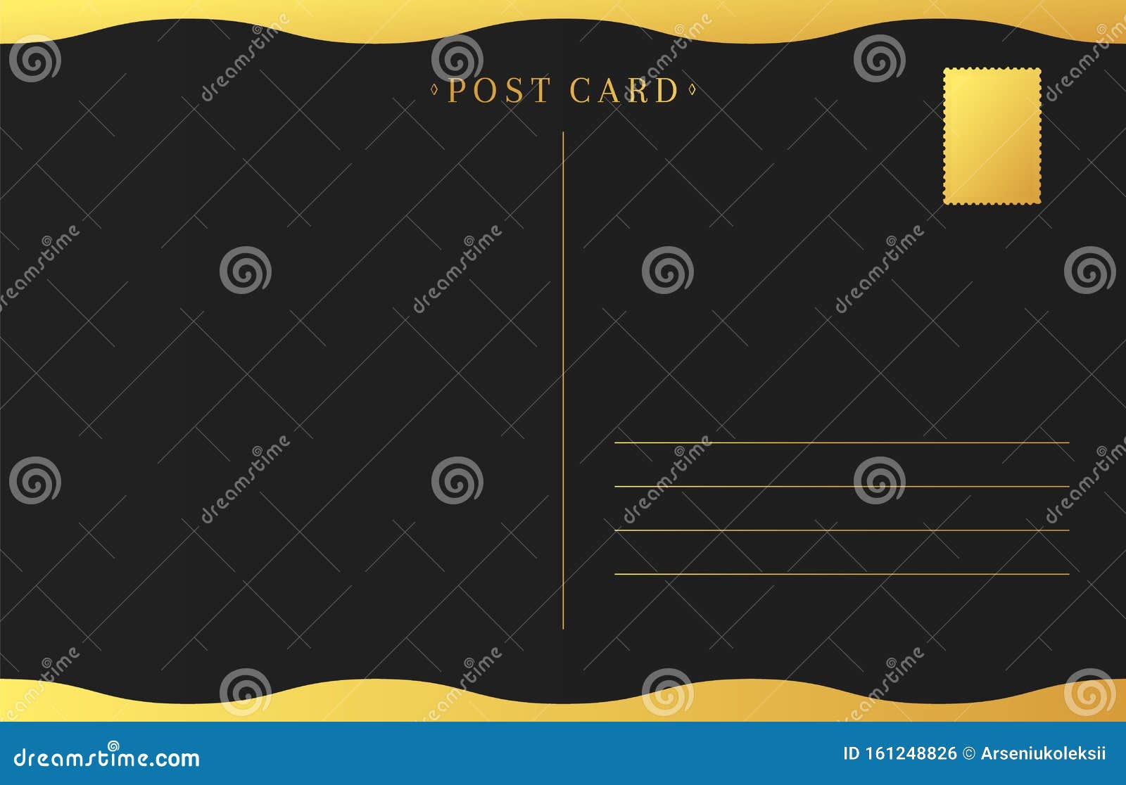Empty Black and Gold Postcard Stock Vector - Illustration of black ...