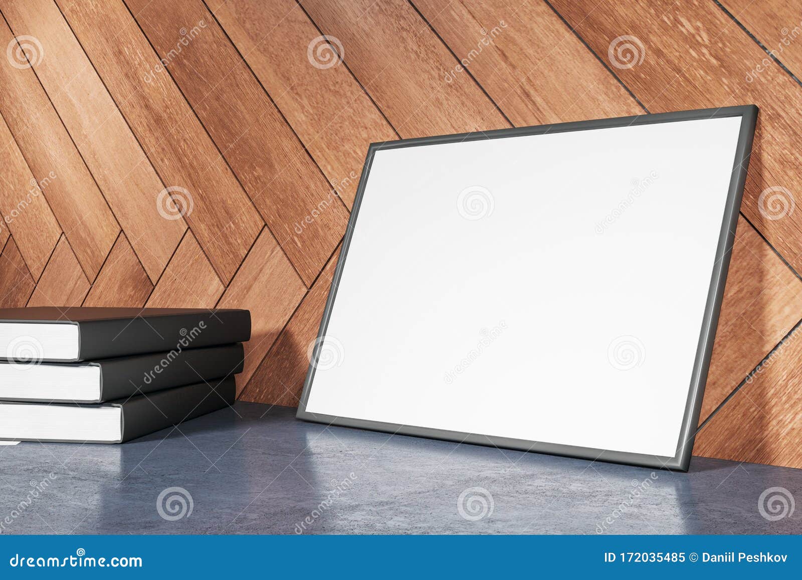 Empty Poster and Books Standing on Concrete Floor Stock Illustration ...