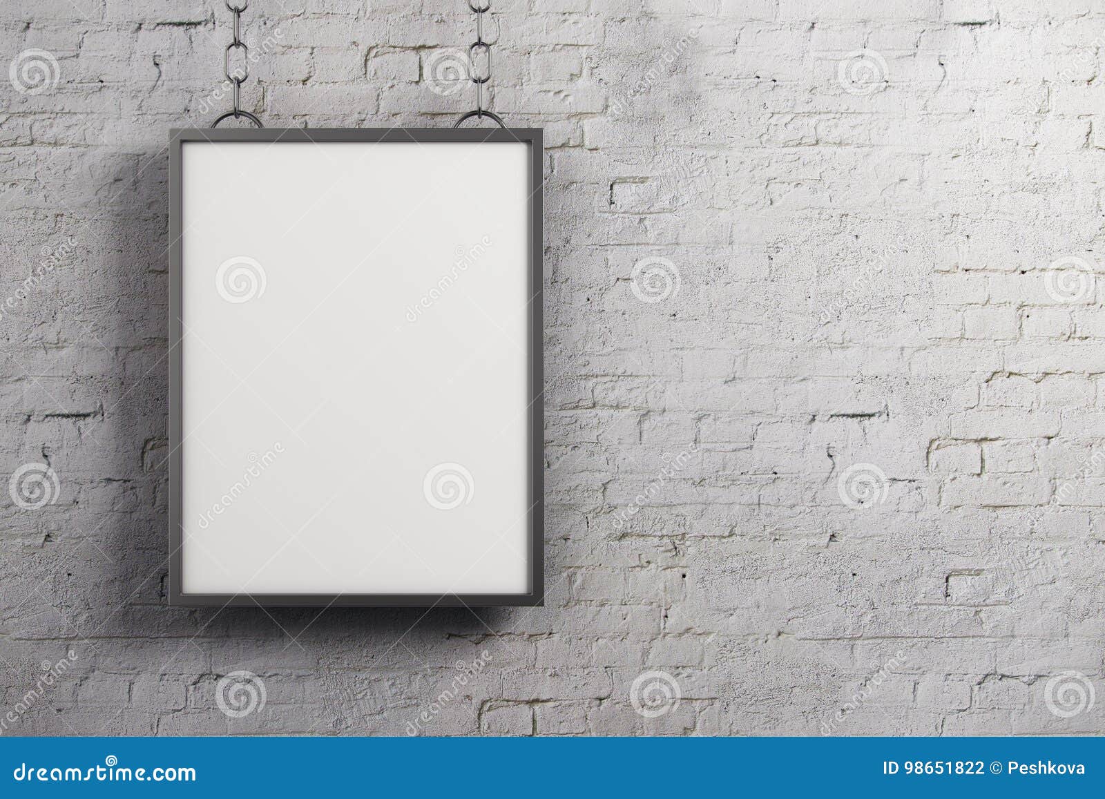 Empty poster on brick wall stock illustration. Illustration of message ...