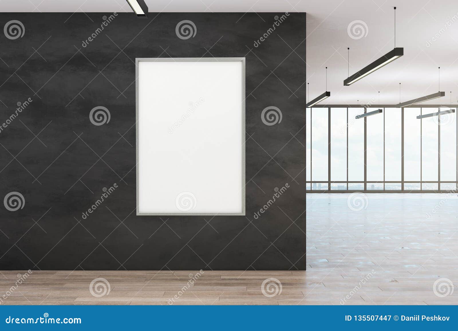 Empty poster in interior stock image. Image of lamps - 135507447