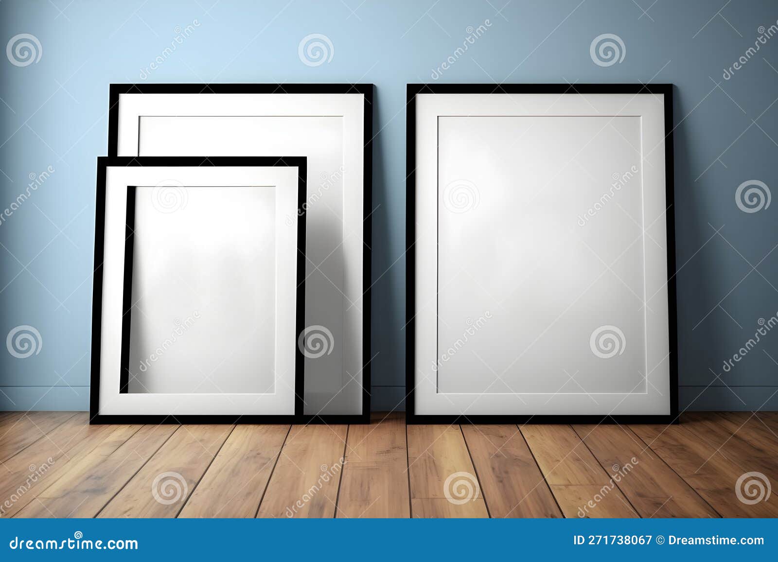 Empty Posters on the Floor, Mockup Template Stock Illustration ...