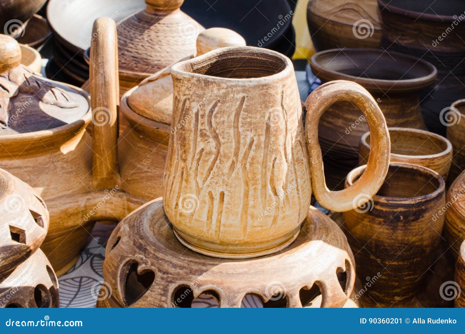 Empty Pottery Crockery in Rustic Style. Stock Image - Image of crockery ...