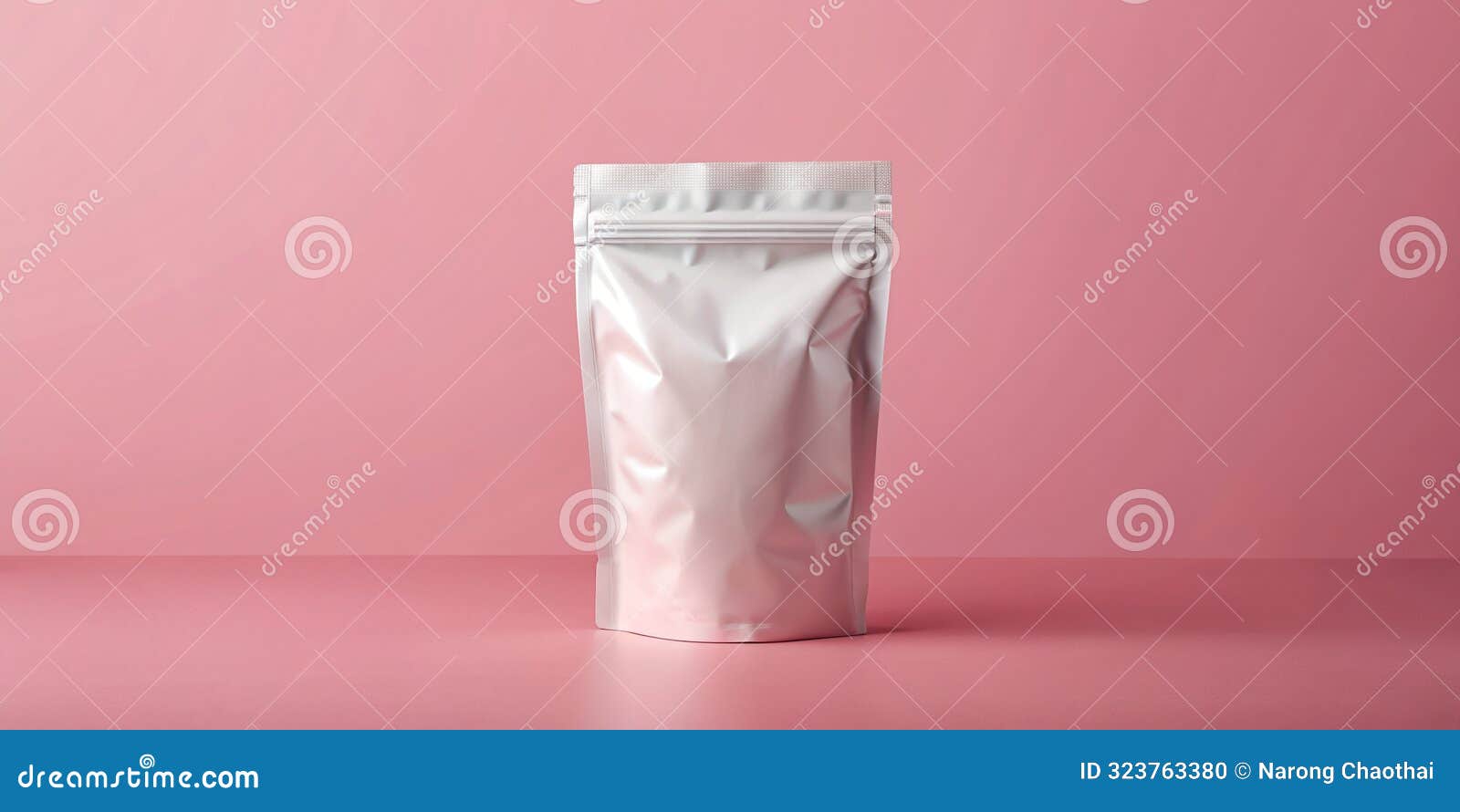A Empty Pouch Bag or Doypack Mockup Isolated on Pink Background ...
