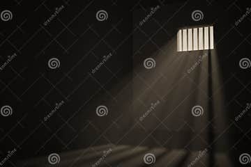 Empty Prison Cell. Light Rays Shining through Window in Jail Stock ...