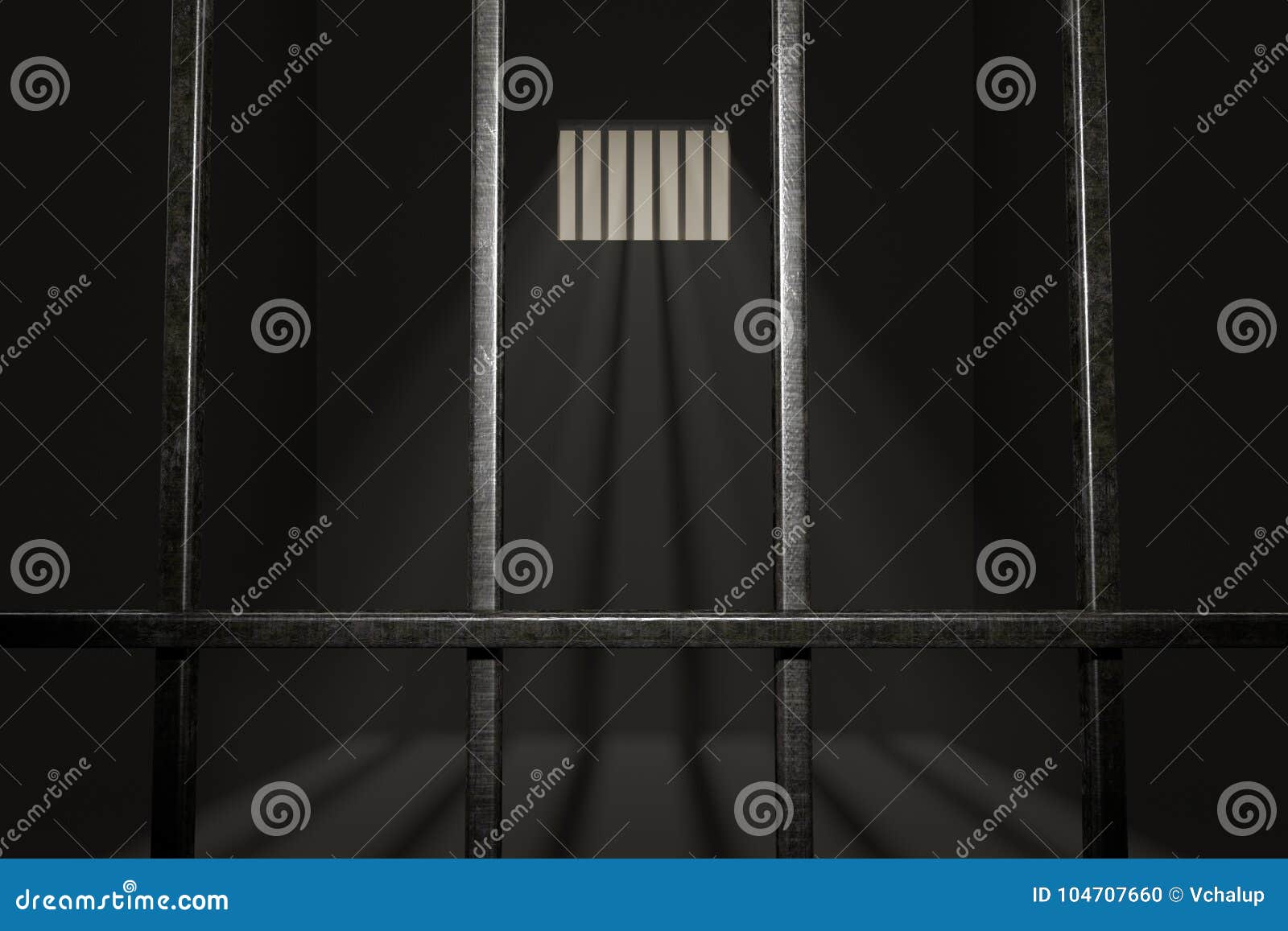 Empty Prison Cell. Light Rays Shining through Window in Jail Stock ...