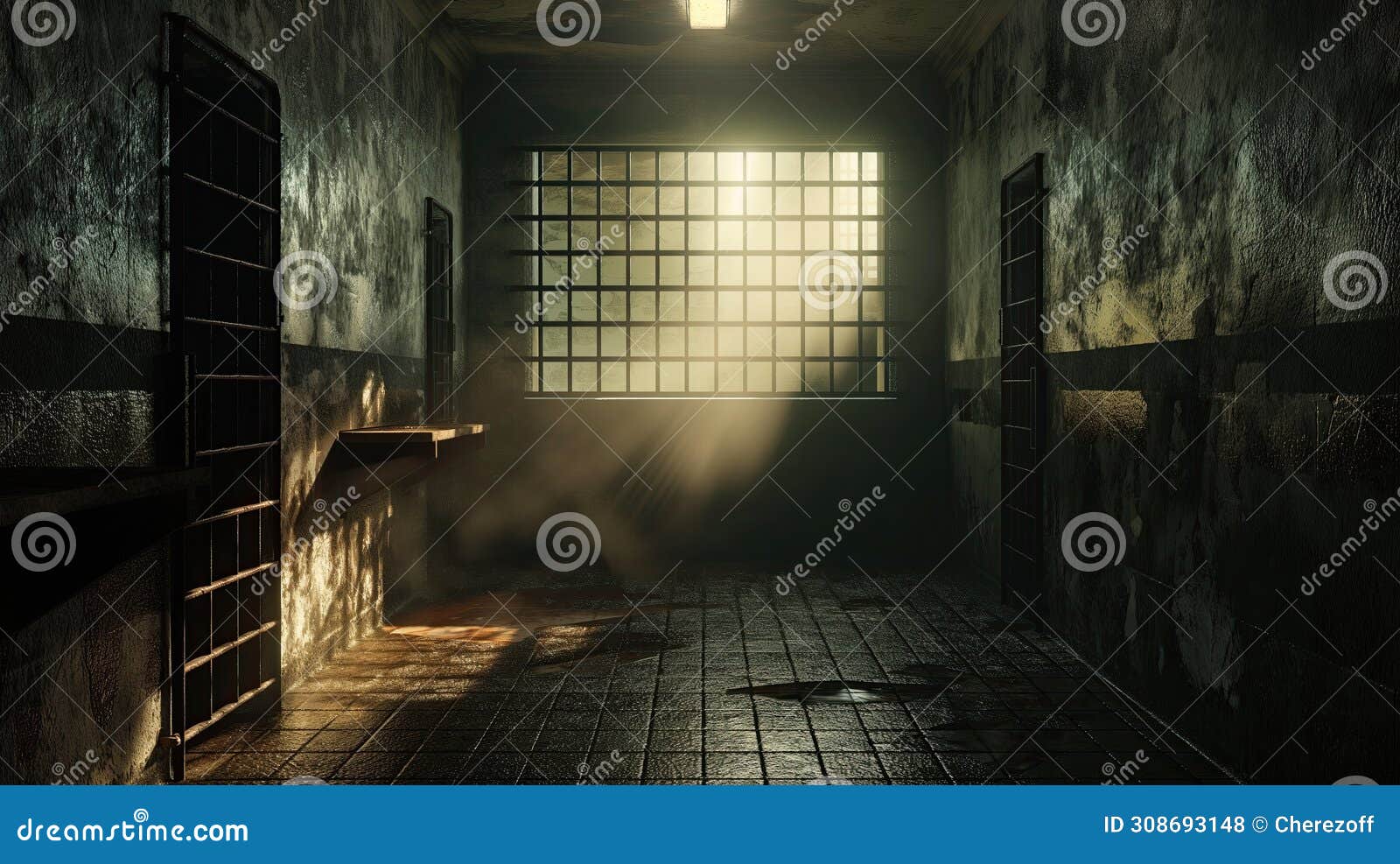Empty Prison Cell stock photo. Image of bars, punishment - 308693148