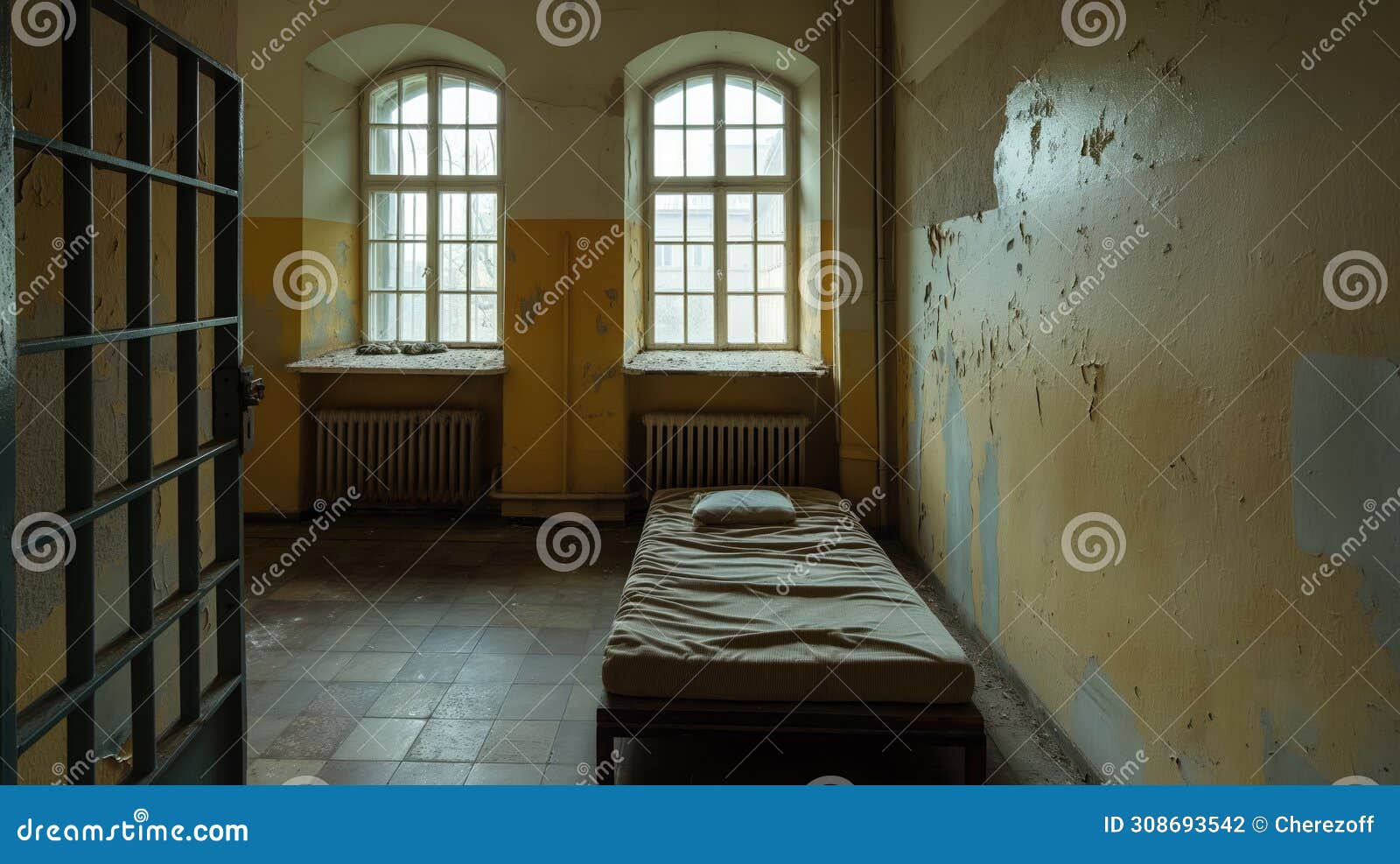 Empty Prison Cell stock photo. Image of jail, cage, incarcerate - 308693542
