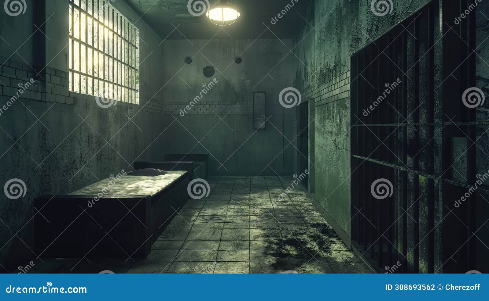 Empty Prison Cell stock photo. Image of jailhouse, cast - 308693562