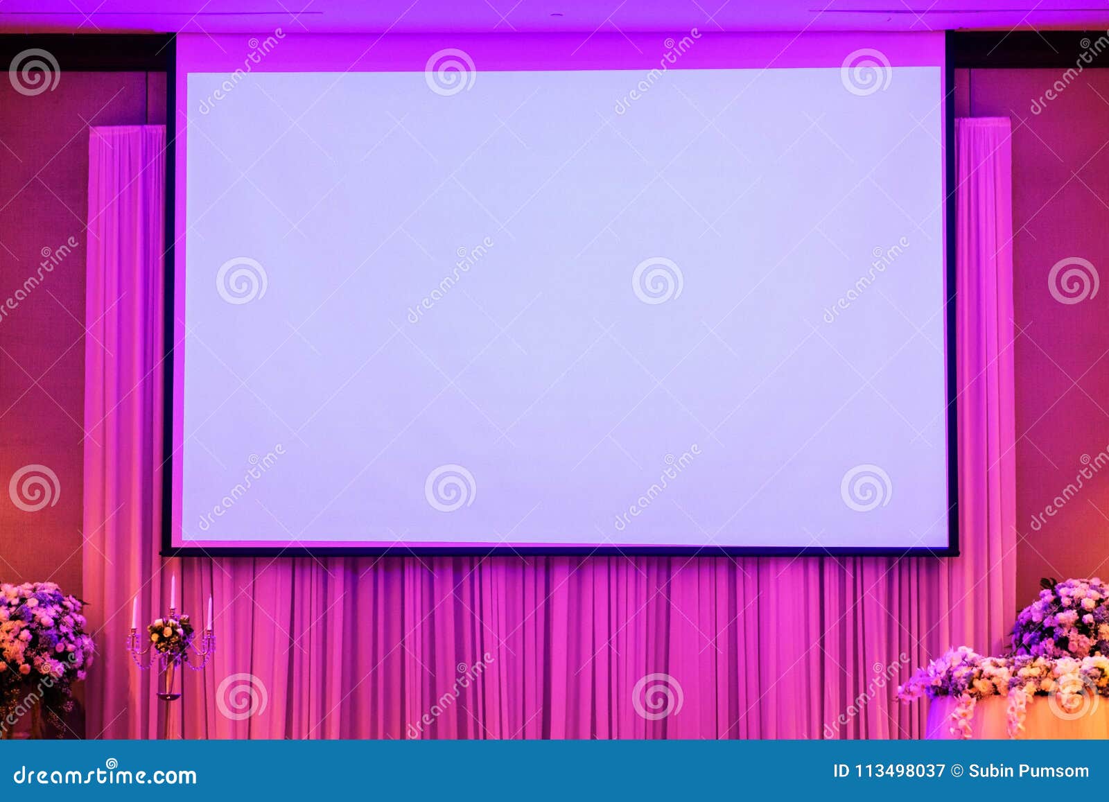 Empty Projection Screen, Presentation Board Stock Image - Image of ...