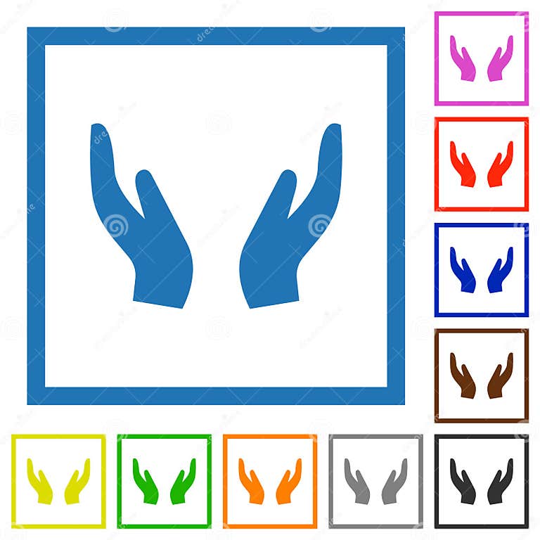 Empty Protecting Hands Solid Flat Framed Icons Stock Vector ...