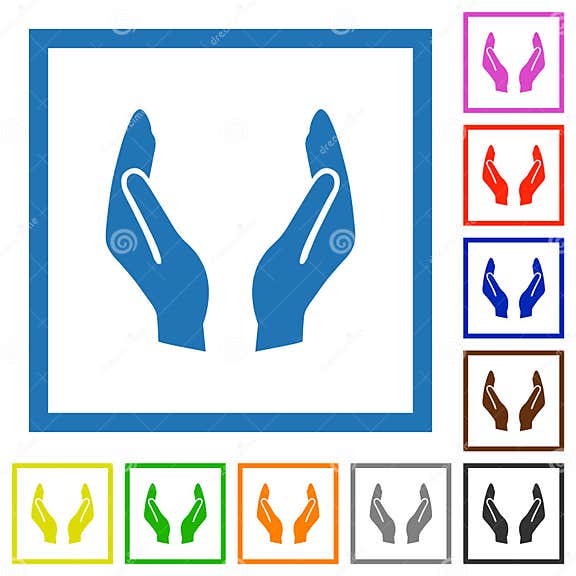 Empty Protecting Hands Solid Flat Framed Icons Stock Vector ...