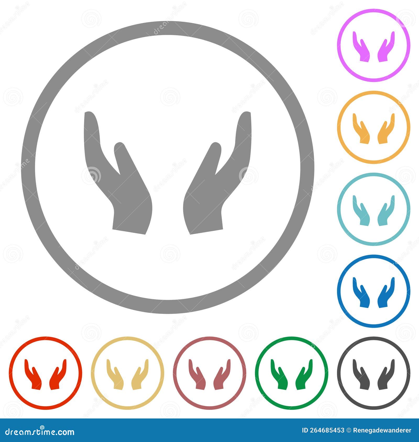 Empty Protecting Hands Solid Flat Icons with Outlines Stock Vector ...