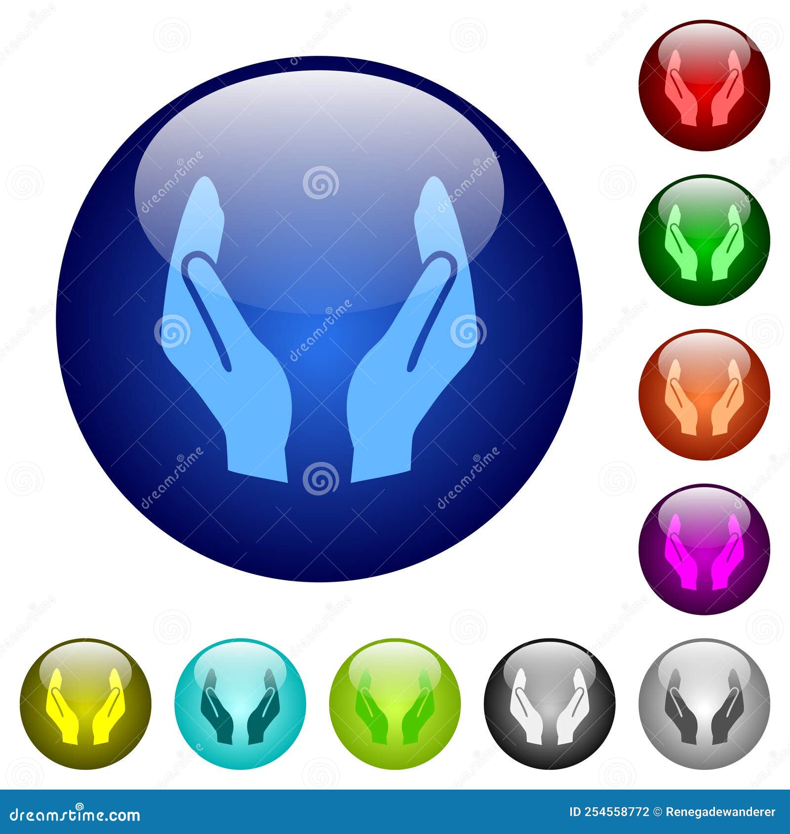 Empty Protecting Hands Solid Color Glass Buttons Stock Vector ...
