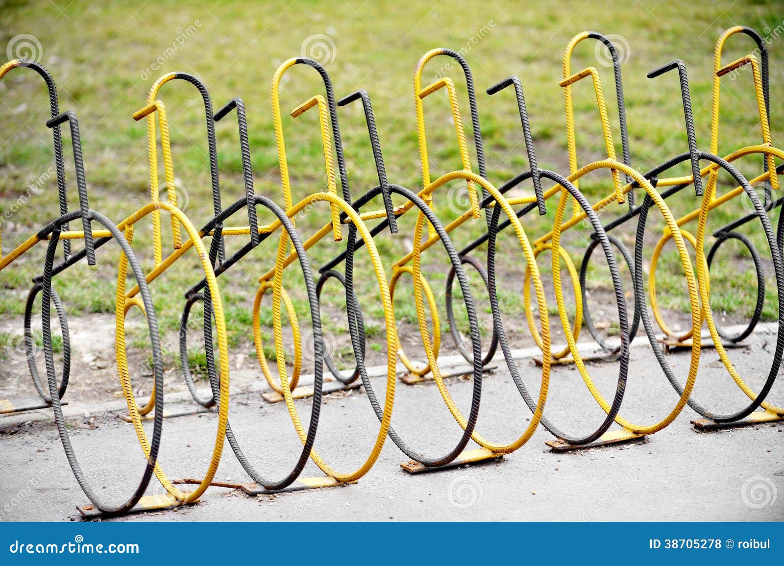 Empty public bicycle rack stock photo. Image of horizontal - 38705278