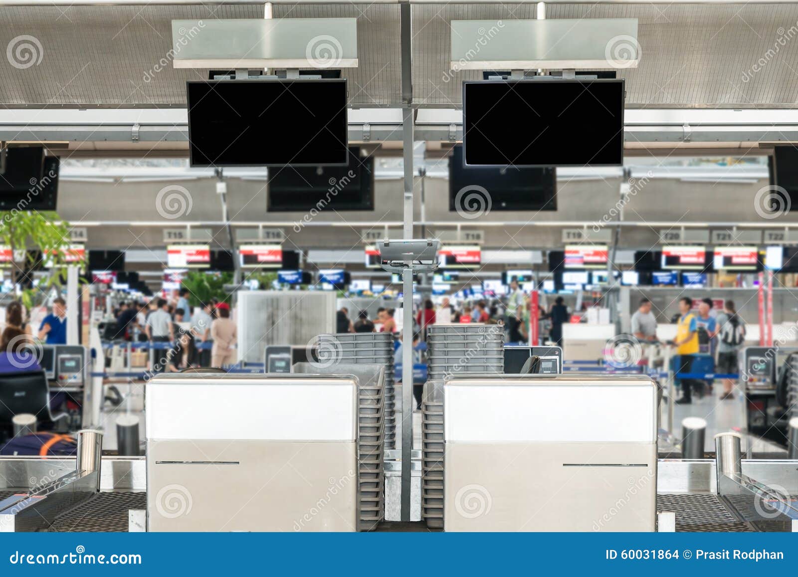 Empty of Public Check-in Area of an Airport Stock Photo - Image of ...