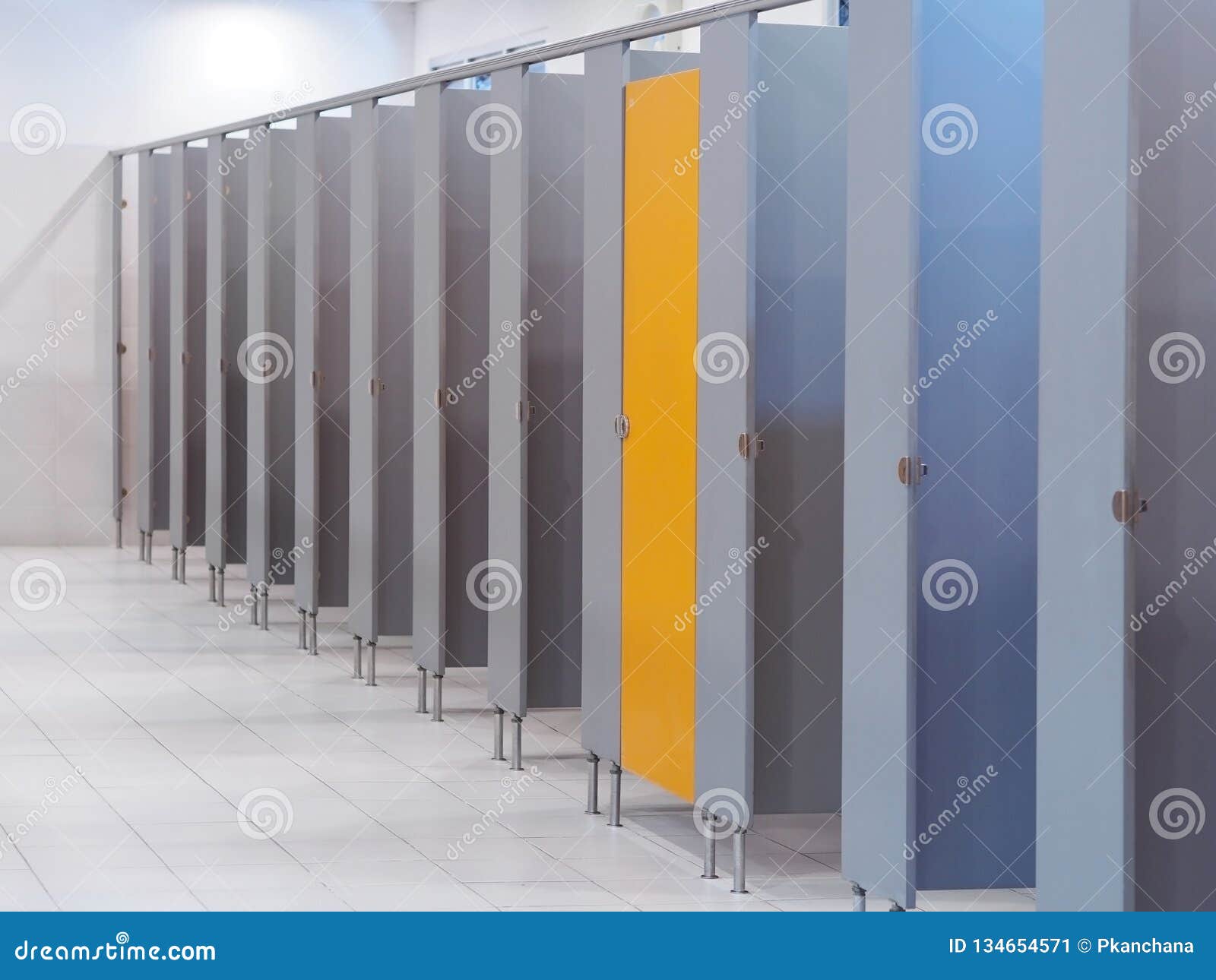 Empty Public Toilet Interior Stock Image - Image of interior, grey ...
