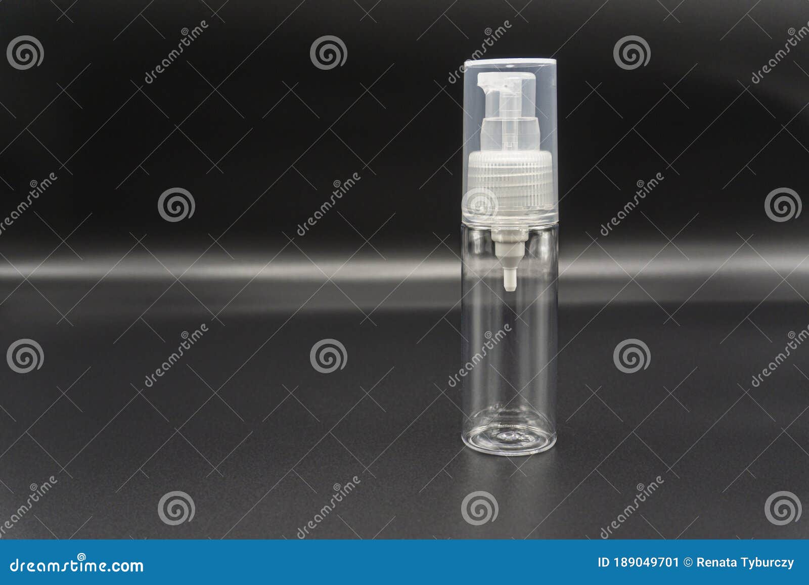 Empty Pump Plastic Container. Antiseptic Bottle Isolated on Gray ...