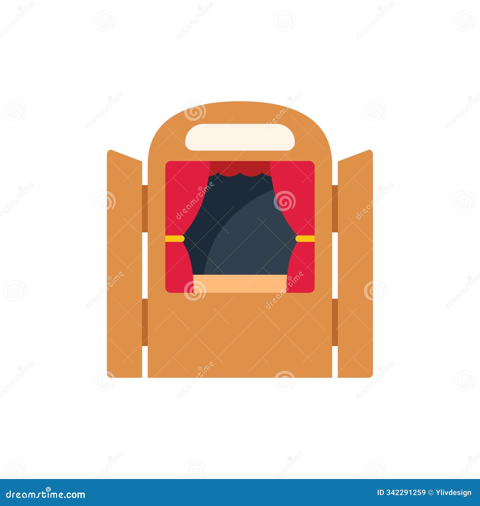 Empty Puppet Theater Stage with Red Curtains Opening for a Show Stock ...