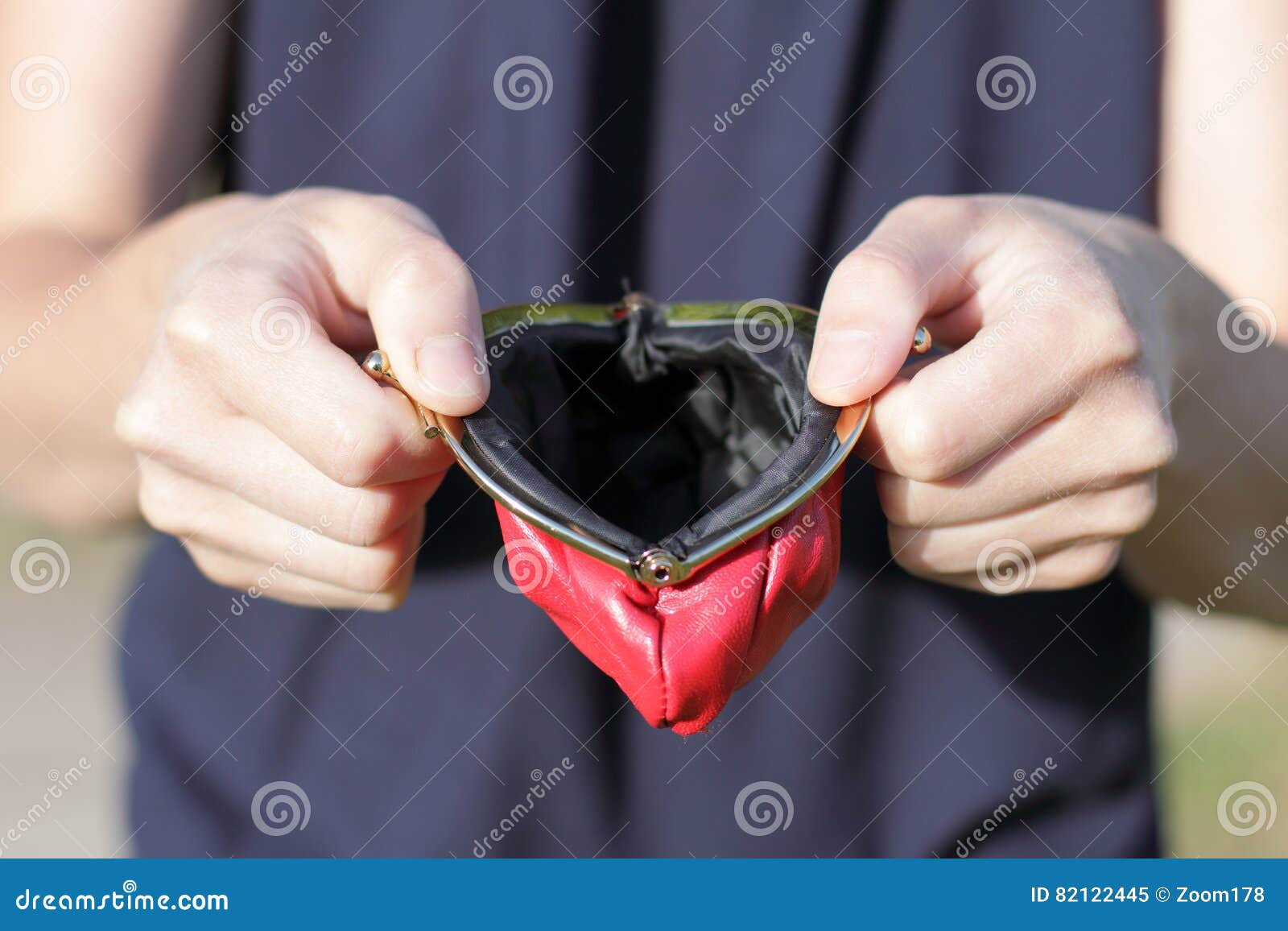 Empty purse with no money stock image. Image of human - 82122445
