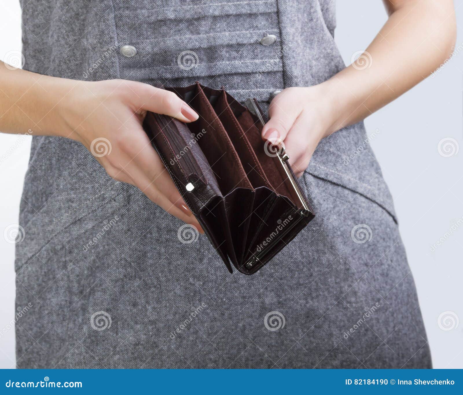 Empty Purse in Women`s Hands Stock Photo - Image of hands, debt: 82184190
