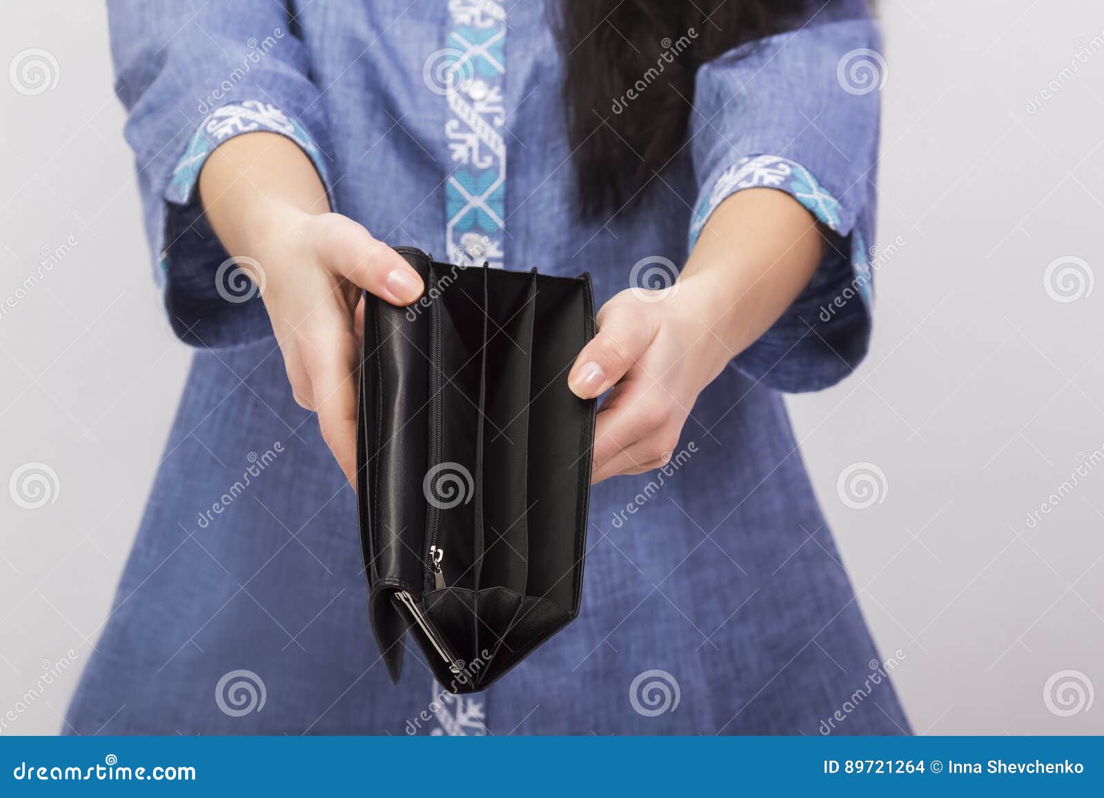 Empty Purse in Women`s Hands Stock Photo - Image of light, finances ...