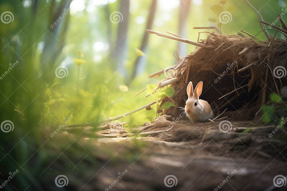 Empty Rabbit Burrow in a Clearing Stock Photo - Image of clearing ...