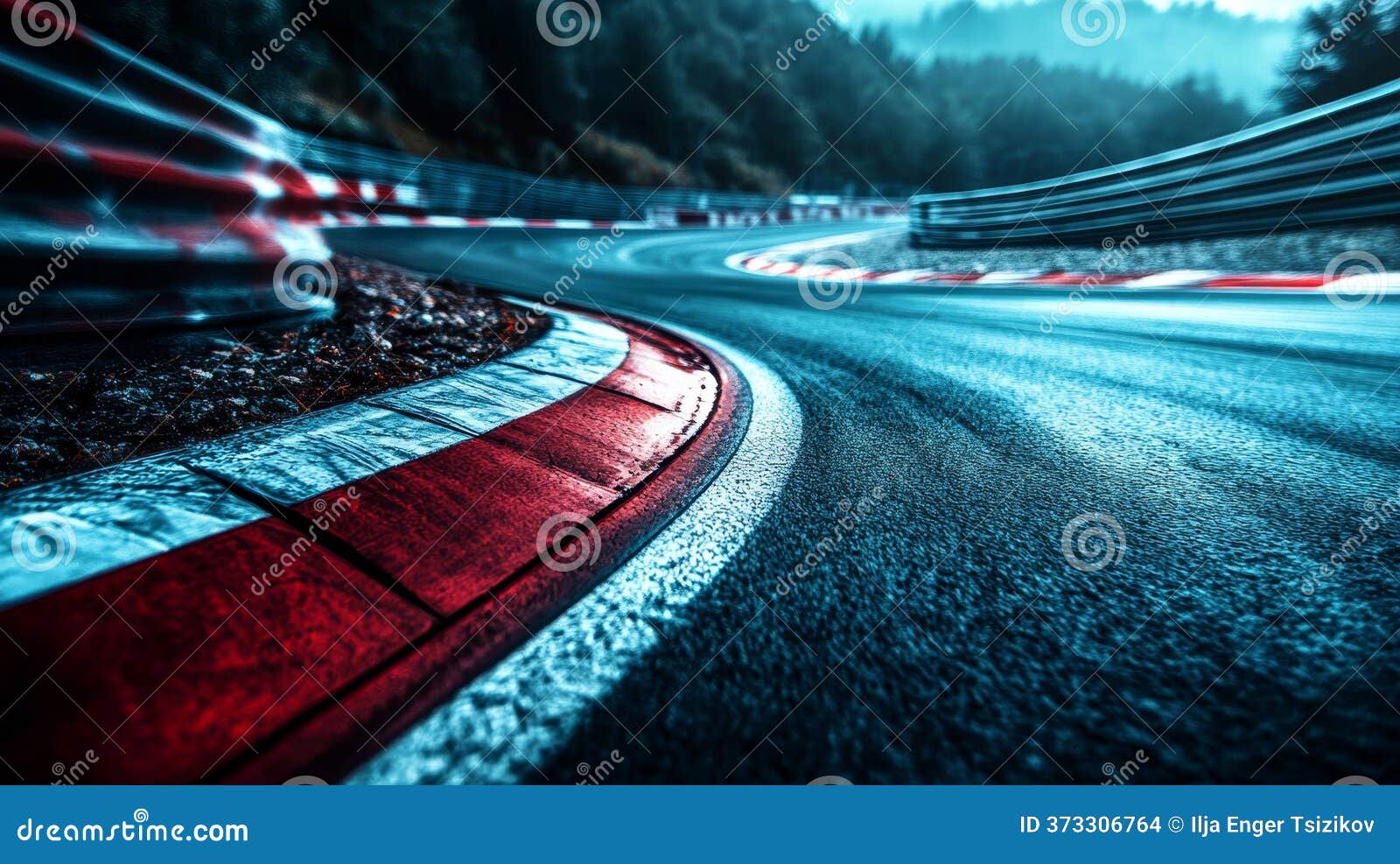 Empty Racetrack Grandstand With Green Billboard Mockup For Advertising ...